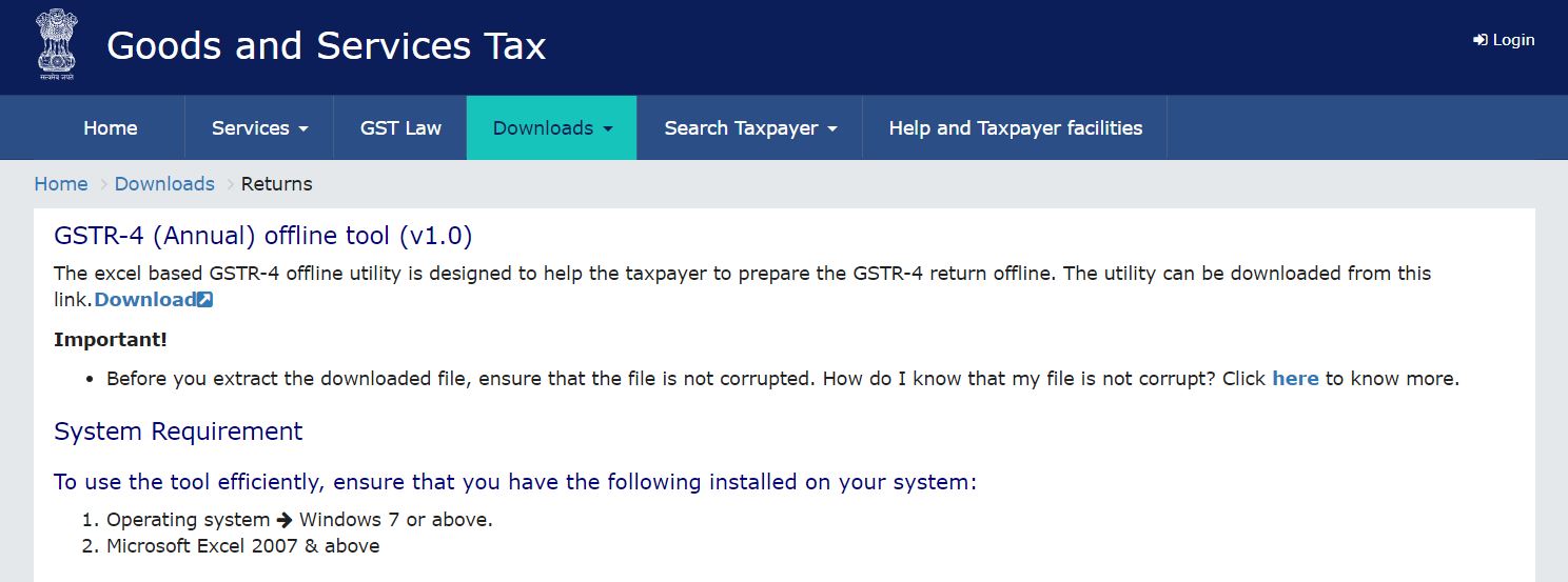 Offline Utility for GSTR-4 i.e. Annual Return for AY 2019-20 is now ...