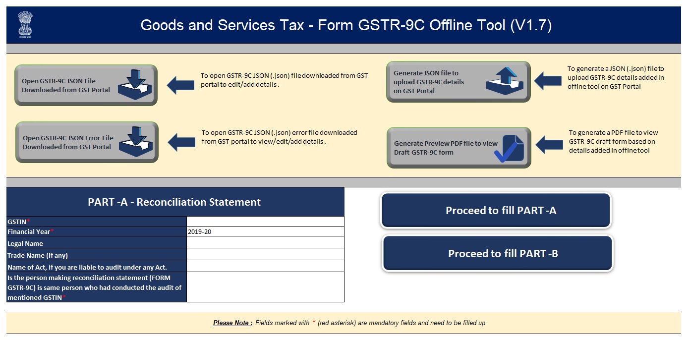GSTN issued updated Offline Utility Tool (v1.7) for GSTR-9C - A2Z ...
