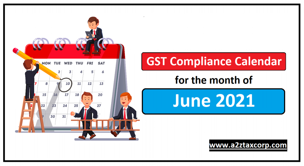 GST Compliance Calendar for the month of June 2021 | A2Z Taxcorp LLP