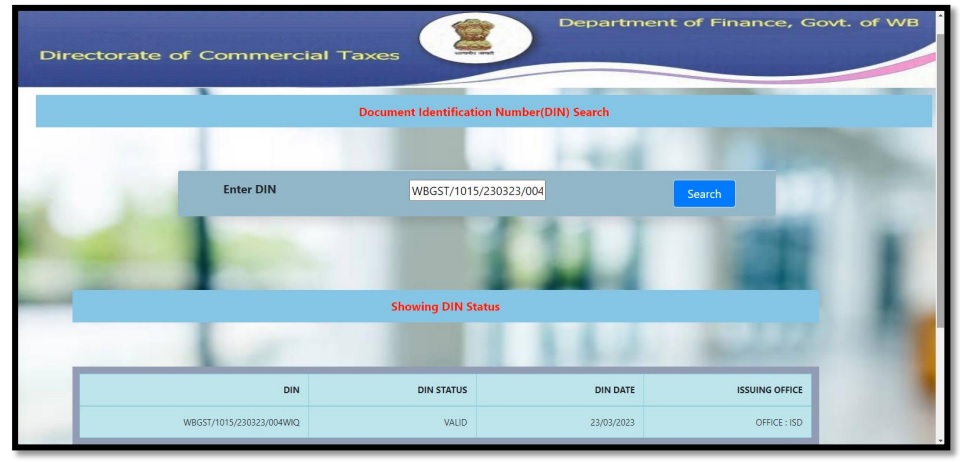 West Bengal GST Department implemented Document Identification Number ...